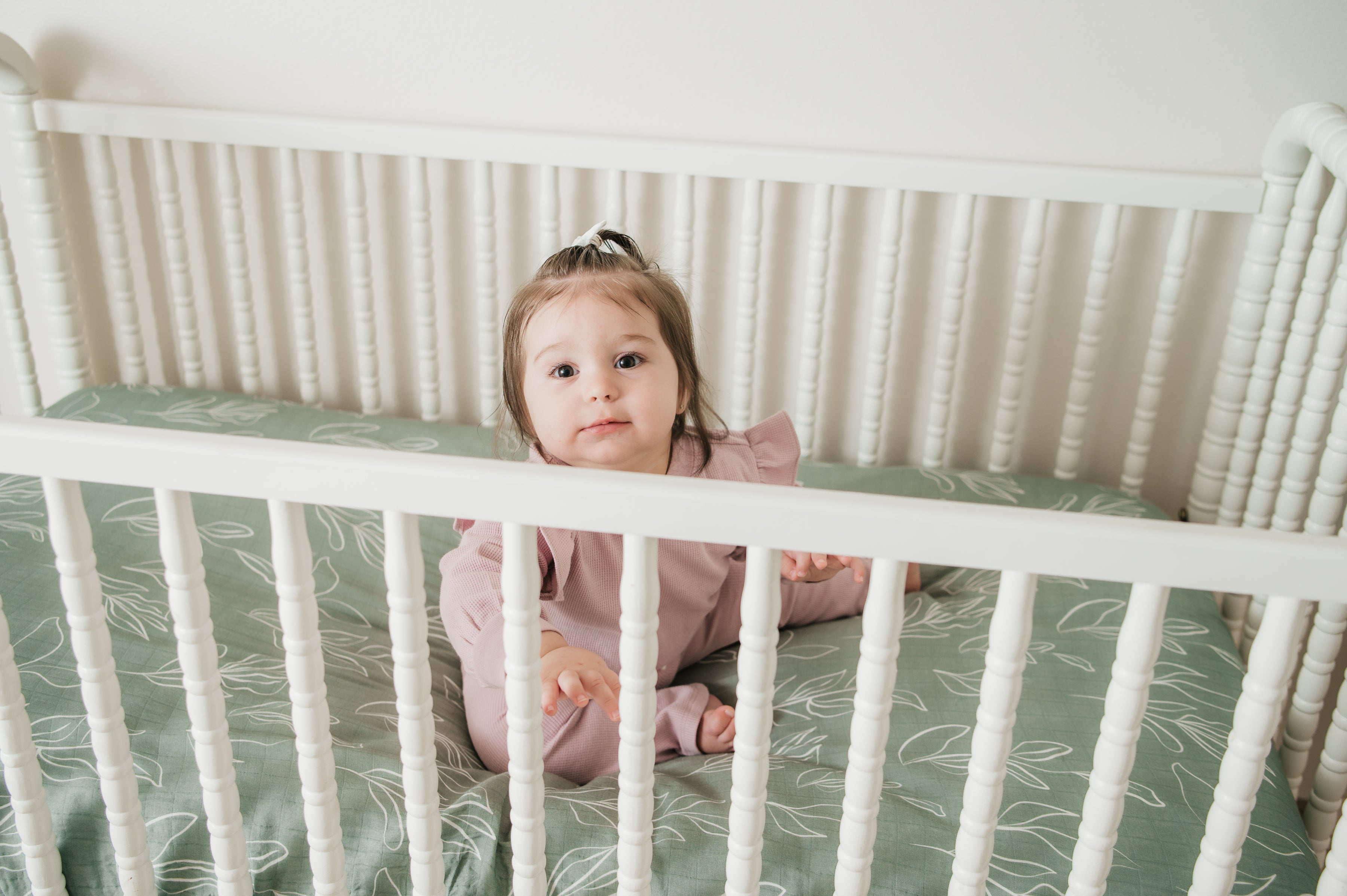 Natural Oasis Willow Crib Sheet | Green Leaves Bamboo Crib Sheet ...